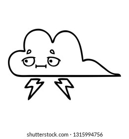 Line Drawing Cartoon Thunder Cloud Stock Vector (Royalty Free) 1315994756 | Shutterstock