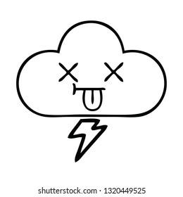 Line Drawing Cartoon Thunder Cloud Stock Vector (Royalty Free ...