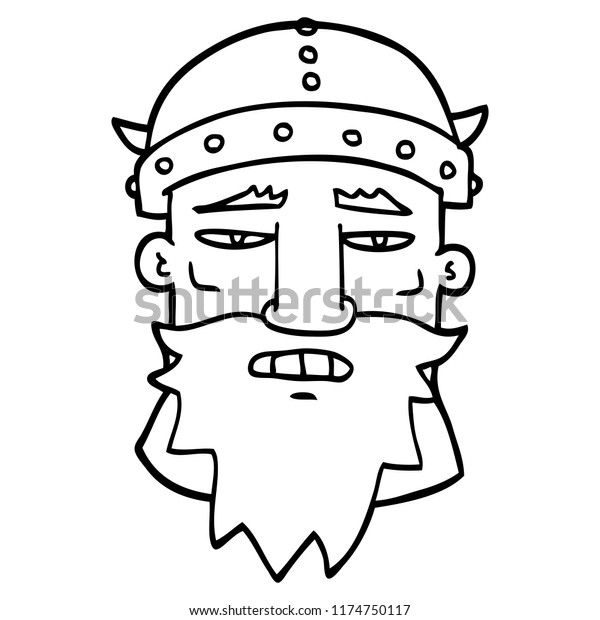 Line Drawing Cartoon Viking Face Stock Vector (Royalty Free) 1174750117 ...