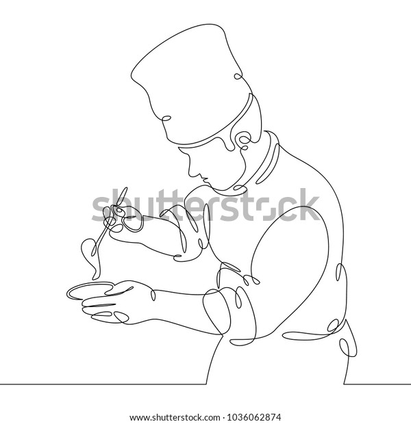 Line Drawing Chef Cooking Gourmet Meal Stock Vector (Royalty Free ...