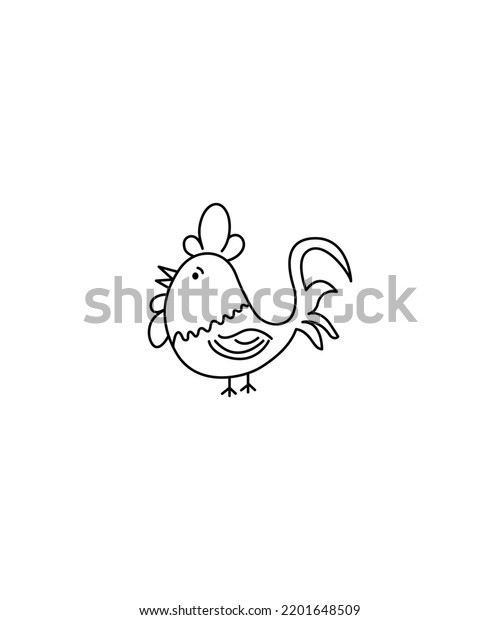 Line Drawing Chicken Chicken Coloring Page: เวกเตอร์สต็อก (ปลอดค่า ...