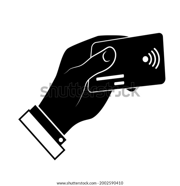 Line Drawing Contactless Payment Hand Holding Stock Vector (Royalty ...