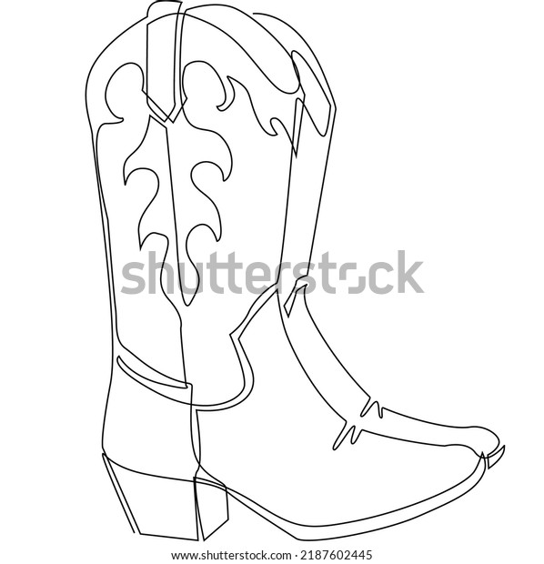 Line Drawing Cowboy Boots Design Stock Vector (Royalty Free) 2187602445 ...