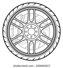 Line Drawing Form Car Wheel Model Stock Vector (Royalty Free ...