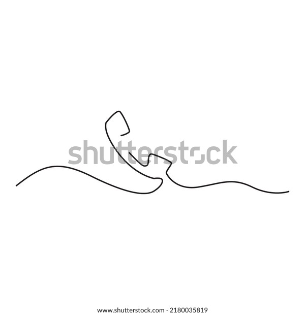 Line Drawing Handsetcell Single Draw Phone Stock Vector (Royalty Free ...