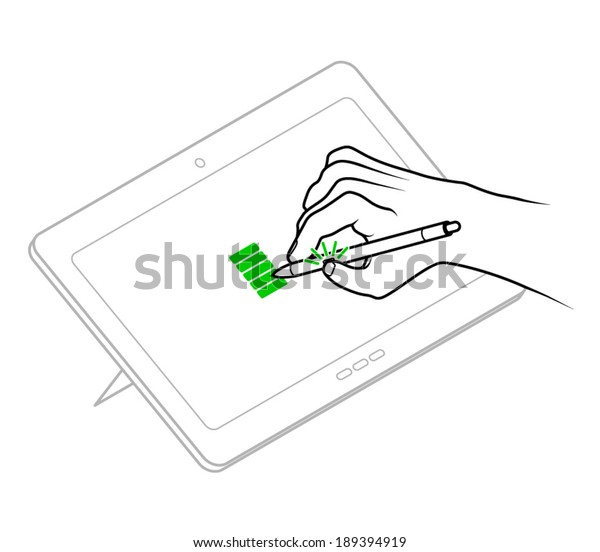 Line Drawing Human Male Hand Digitizer Stock Vector (Royalty Free ...