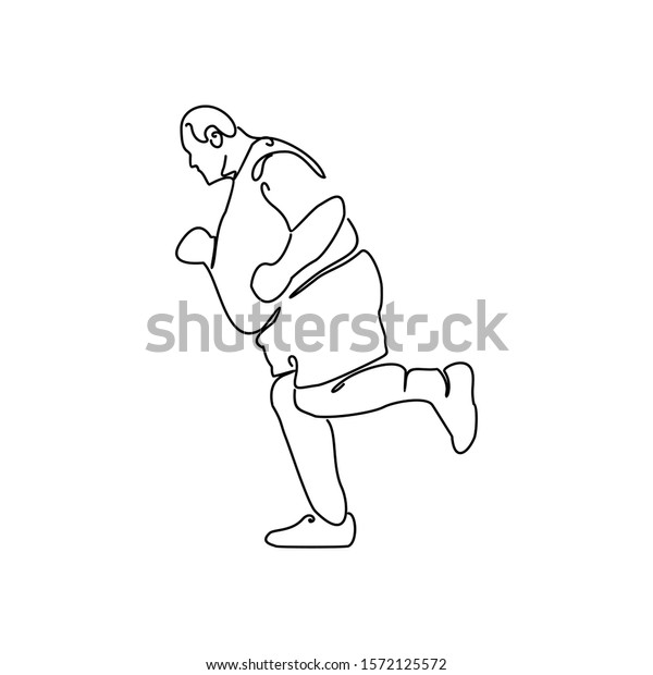 Line Drawing Illustration Fat Man Runner Stock Vector (Royalty Free ...