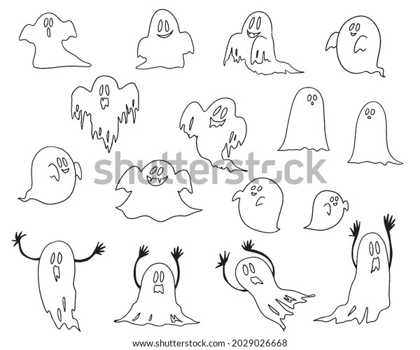 Line Drawing Illustration Ghost Stock Vector (Royalty Free) 2029026668 ...