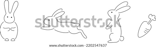 Line Drawing Illustration Set 3 Rabbits Stock Vector (Royalty Free ...