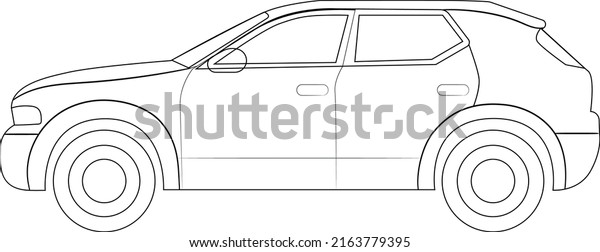 Line Drawing Motor Car Vector Illustration Stock Vector (Royalty Free ...