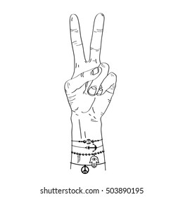 Line Drawing Peace Sign Vector Illustration Stock Vector (Royalty Free ...