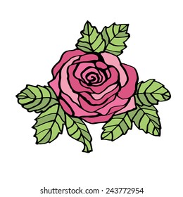 Line Drawing Pink Rose Stock Vector (Royalty Free) 243772954 | Shutterstock
