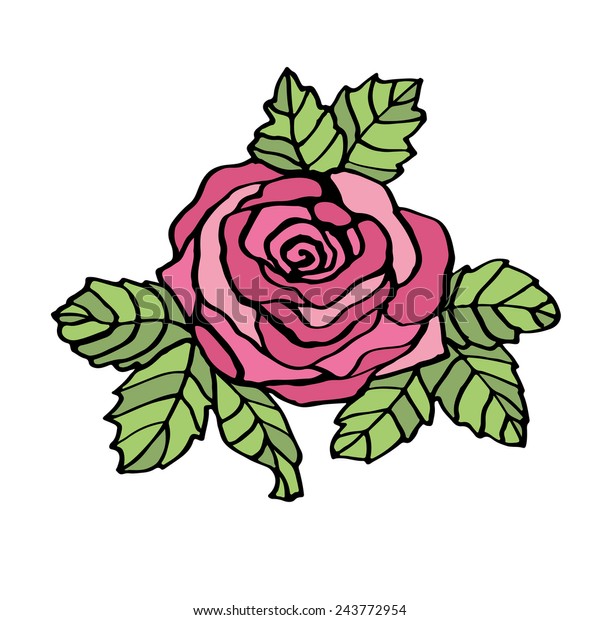 Line Drawing Pink Rose Stock Vector (Royalty Free) 243772954 | Shutterstock