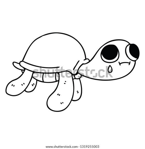 Line Drawing Quirky Cartoon Turtle Stock Vector (Royalty Free ...