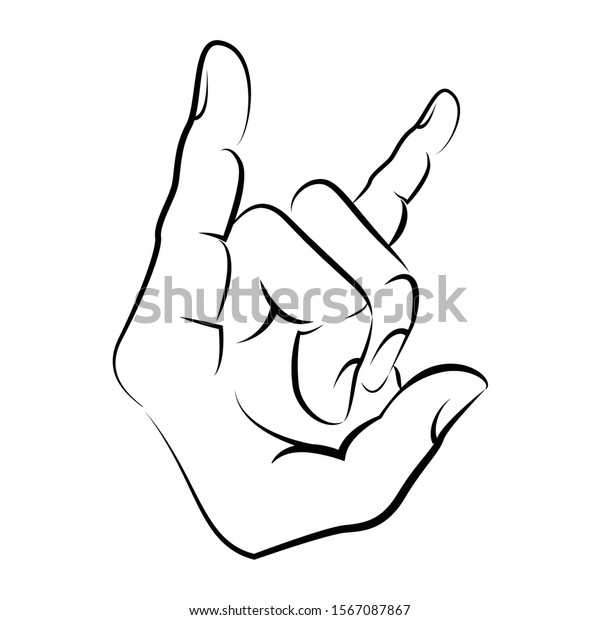 Line Drawing Rock Gesture Hand Rock Stock Vector (Royalty Free) 1567087867