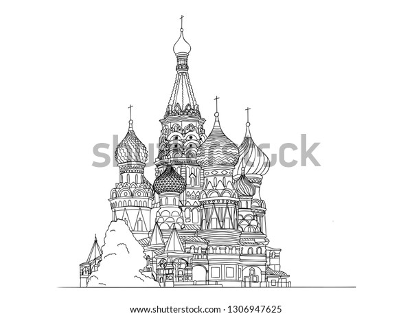 Line Drawing Saint Basils Cathedral Vector 库存矢量图（免版税）1306947625 ...