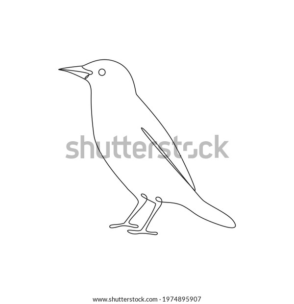 Line Drawing Starling Bird Tattoo Vector: vetor stock (livre de ...