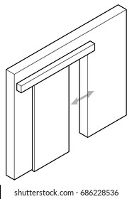 Line Drawing Double Surface Sliding Door Stock Vector (Royalty Free ...