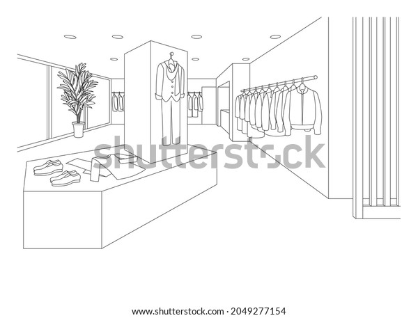 Line Drawing Vector Illustration Boutique Stock Vector (Royalty Free ...
