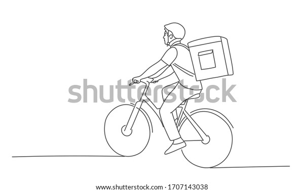 Line Drawing Vector Illustration Delivery Man Stock Vector (Royalty ...