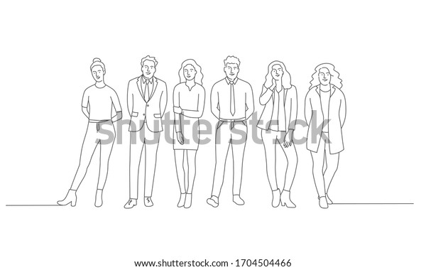 Line Drawing Vector Illustration People Standing Stock Vector (Royalty ...