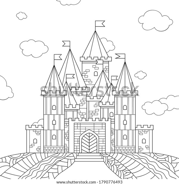 Line Drawn Fantasy Castle Simple Stone Stock Vector (Royalty Free ...