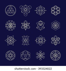 Line Geometric Design Symbols Elements Beautiful Stock Vector (Royalty ...