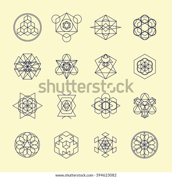 Line Geometric Design Symbols Elements Beautiful Stock Vector (Royalty ...
