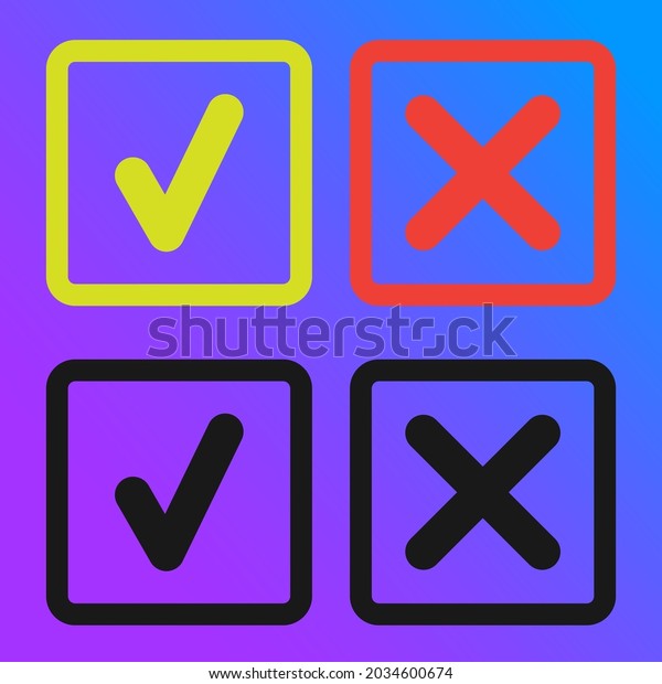Line Green Checkmark Check Box Icons Stock Vector (Royalty Free ...