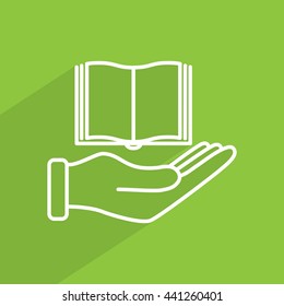 Sticker Hands Holding Book Icon Over Stock Vector (Royalty Free) 534431323