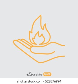 Line Icon Hand Fire Stock Vector (Royalty Free) 452460520