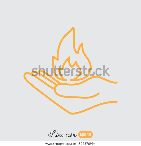 Line Icon Hand Fire Stock Vector (Royalty Free) 522876994