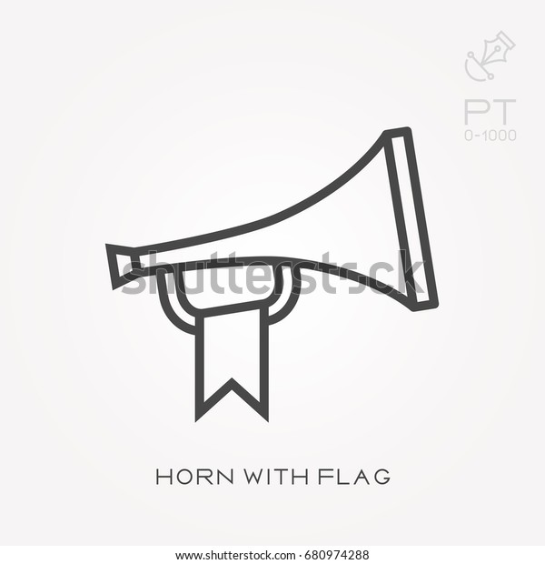 Line Icon Horn Flag Stock Vector (Royalty Free) 680974288 | Shutterstock
