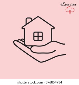 Line Icon Save House Stock Vector (Royalty Free) 376854934 | Shutterstock