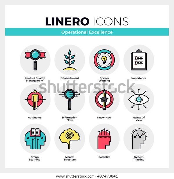 Line Icons Set Business System Operational Stock Vector (Royalty Free ...