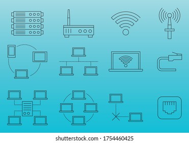Line Internet Network Icons Symbol Stock Vector (Royalty Free ...