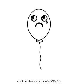 Line Kawaii Cute Crying Balloon Icon Stock Vector (Royalty Free ...