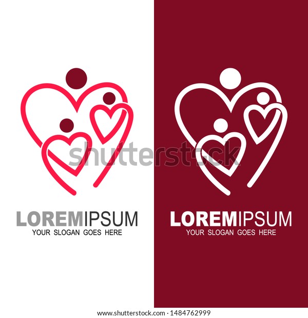 Line Logo Heart Icon Charity Support Stock Vector (Royalty Free ...