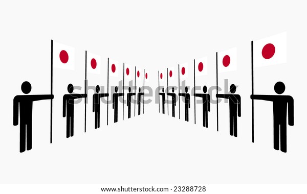 Line Men Holding Japanese Flags Illustration Stock Vector (Royalty Free ...
