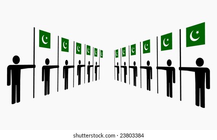 Line Men Holding Pakistani Flags Illustration Stock Vector (Royalty ...