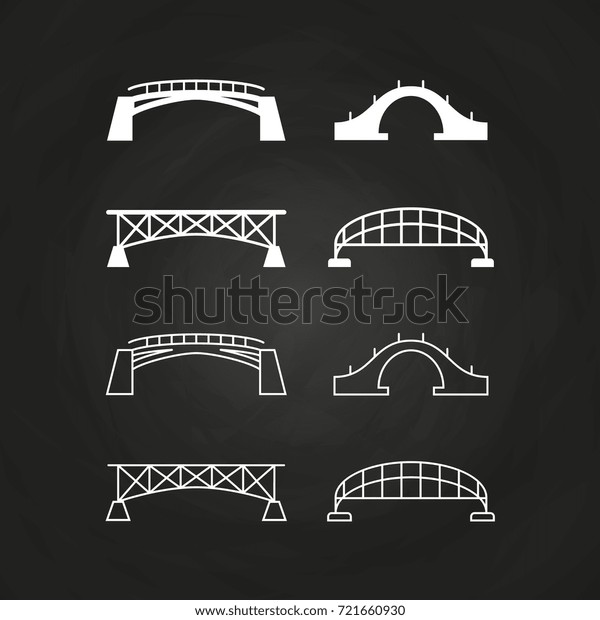 Line Outline Bridges Design On Chalkboard Stock Vector (Royalty Free ...