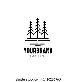 Line Pine Tree Logo Design Inspiration Stock Vector (Royalty Free ...