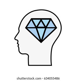 Line Silhouette Head Diamond Inside Stock Vector (Royalty Free ...