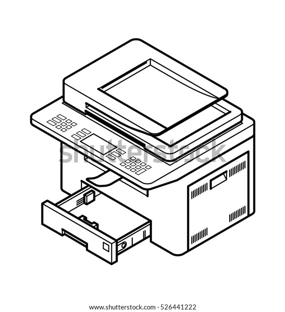 Line Style Drawing Multifunction Office Laser Stock Vector (Royalty ...
