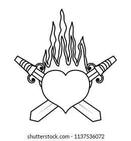 Color Swords Weapon Inside Heart Passion Stock Vector (Royalty Free ...