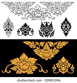 Line Thai Art Stripe Design Vector Stock Vector (Royalty Free) 339851996