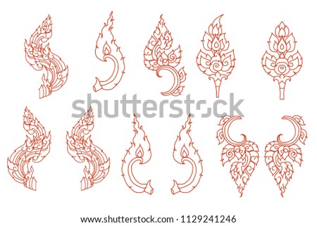 Line Thai Vector Set Line Thai Fire เวกเตอร์สต็อก (ปลอดค่าลิขสิทธิ์ ...
