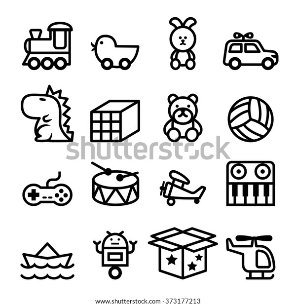 Line Toy Icons Set Stock Vector (Royalty Free) 373177213