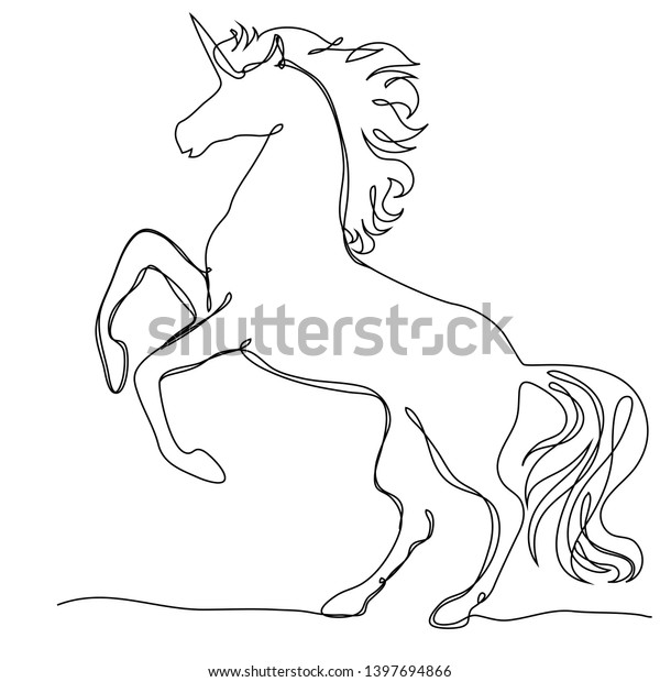 Line Unicorn Contour One Line Drawn Stock Vector (Royalty Free) 1397694866