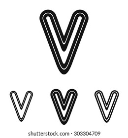 Orange Line V Logo Design Set Stock Vector (Royalty Free) 301713368 ...